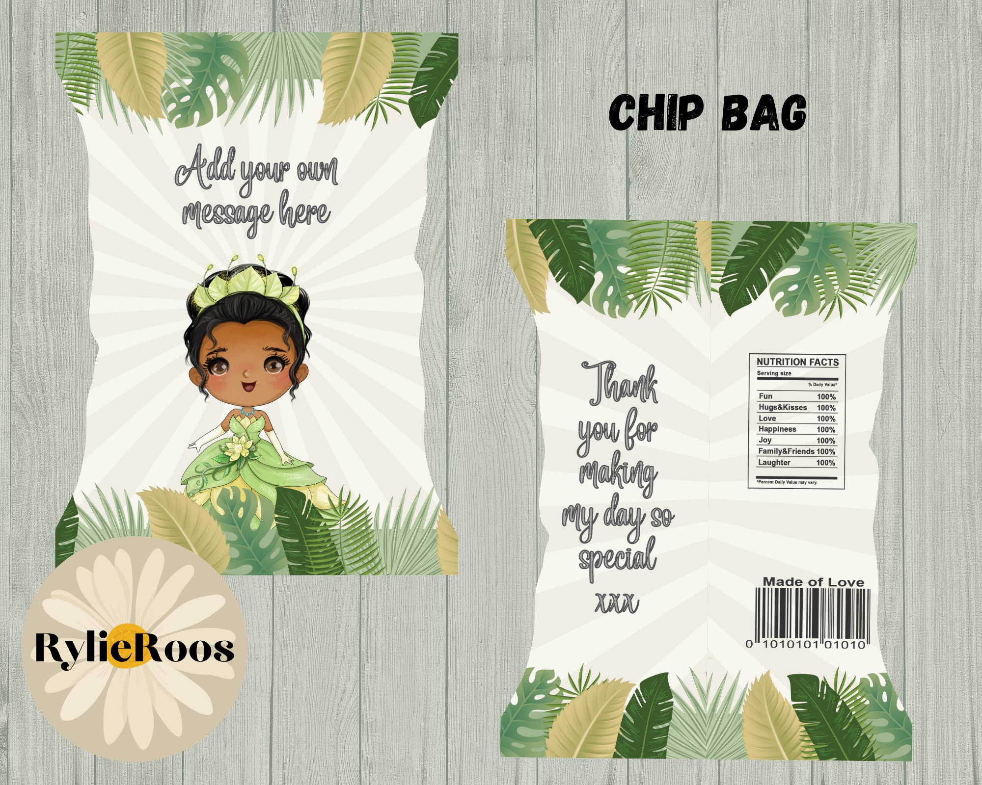 Princess and the Frog Chip Bag Any Occasion Chip Bag Tiana - Etsy
