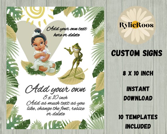 Princess Tiana Baby Shower Sign Princess and the Frog Party - Etsy