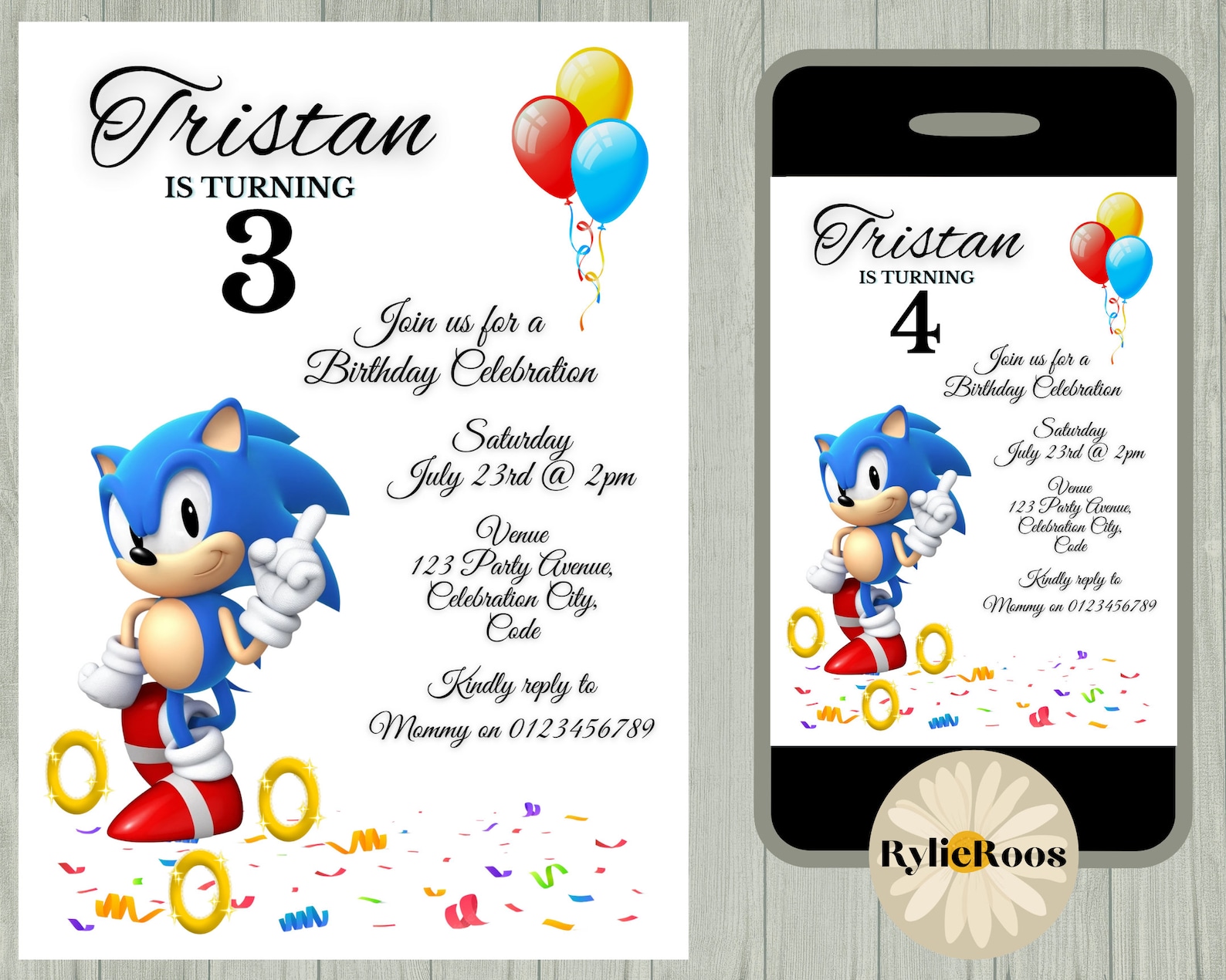 Sonic Birthday Invitation Hedgehog Editable Invite Girls or - Etsy