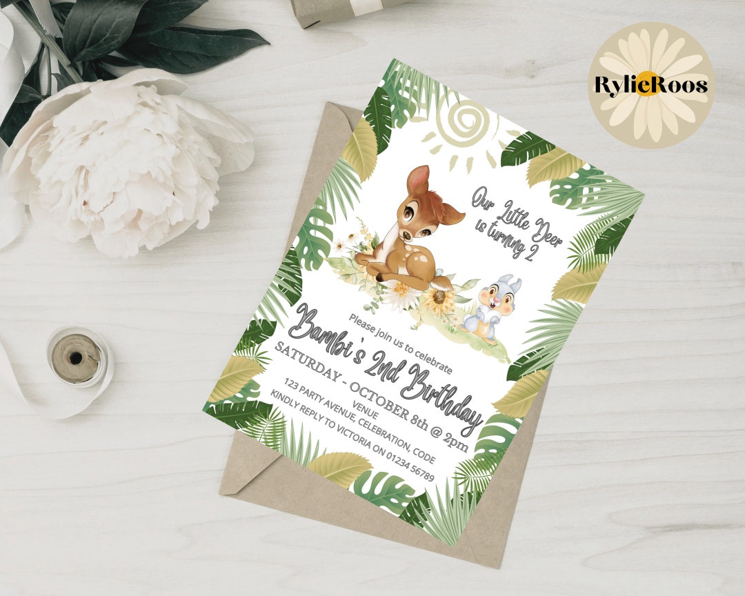 Bambi Birthday Invitation: Editable Printable or Mobile Text Invite - Etsy