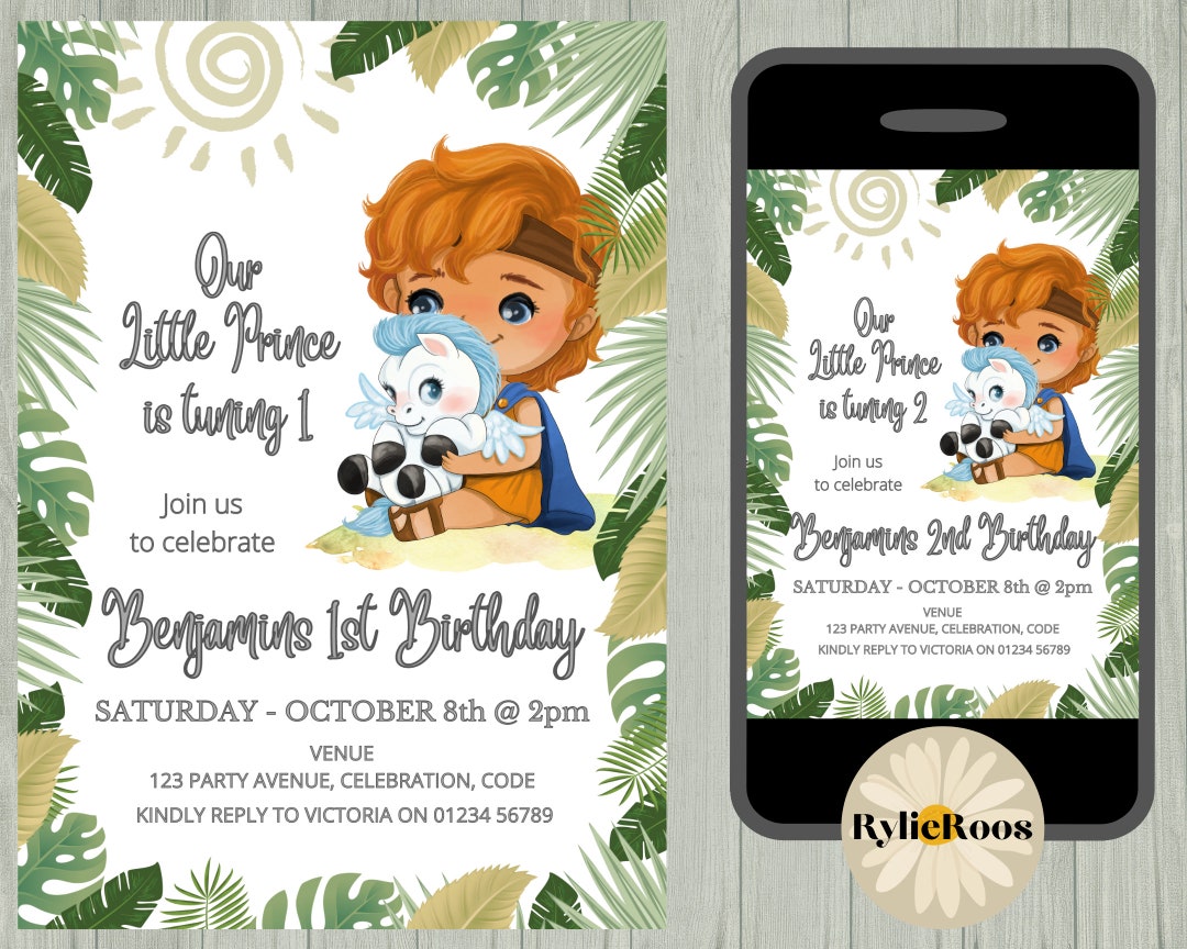 Invitación de cumpleaños de Hércules y Pegaso, Invitación de cumpleaños ...