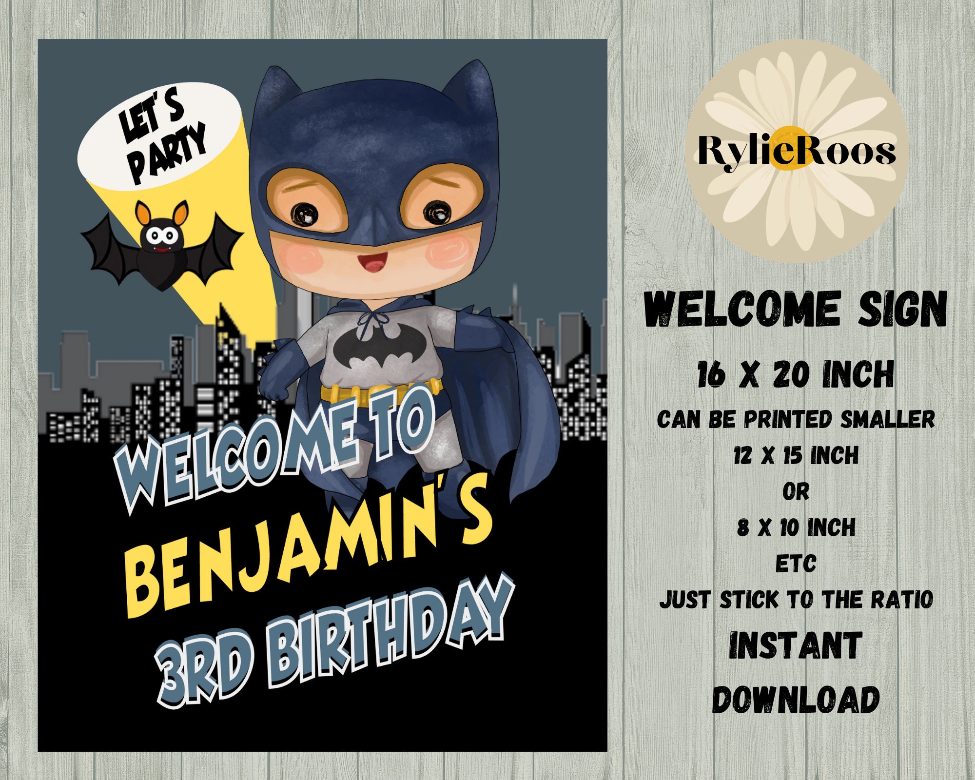 Bat Superhero Birthday Welcome Sign (digital Download) - Etsy