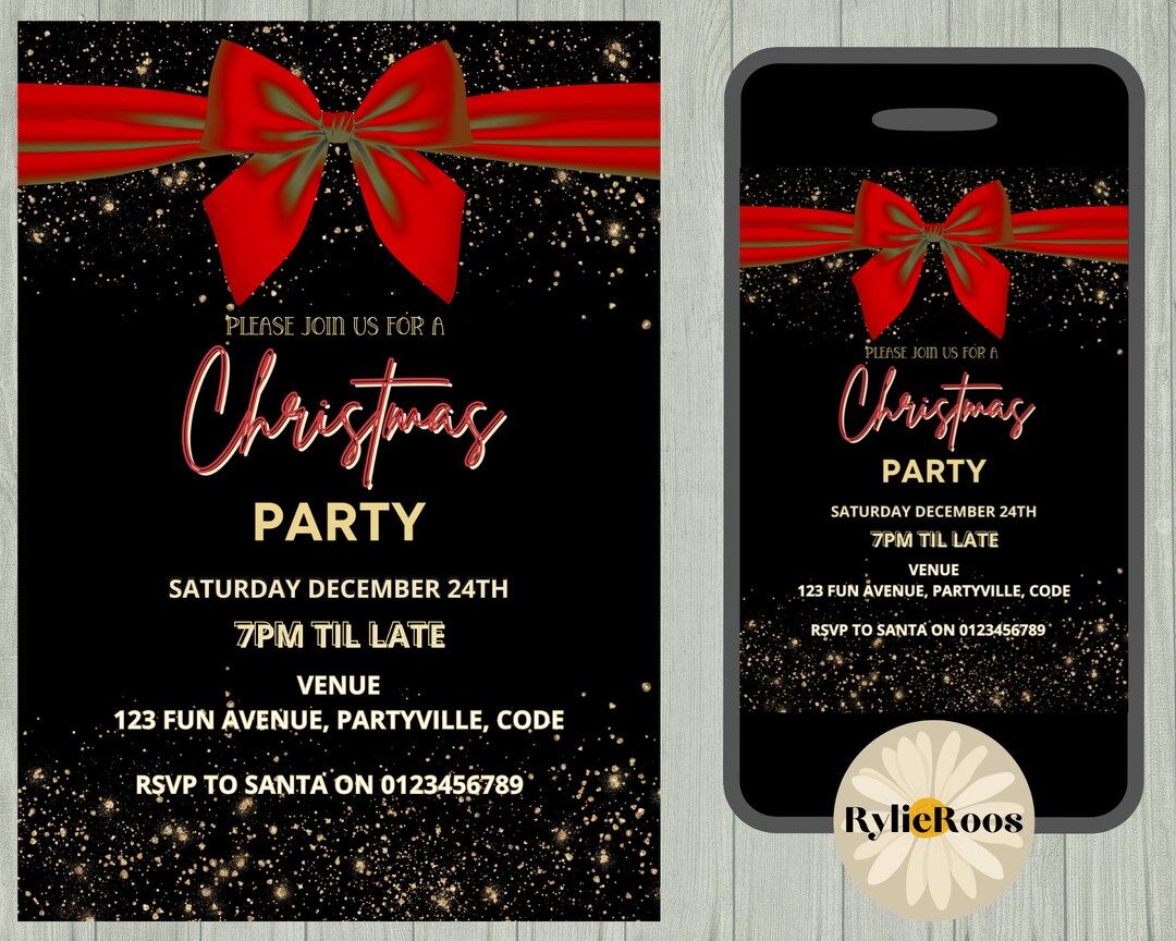 Elegant Christmas Party Invitation, Digital Christmas Invitation ...