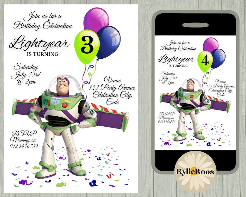 Buzz Lightyear Birthday Invitation Toy Story Birthday - Etsy