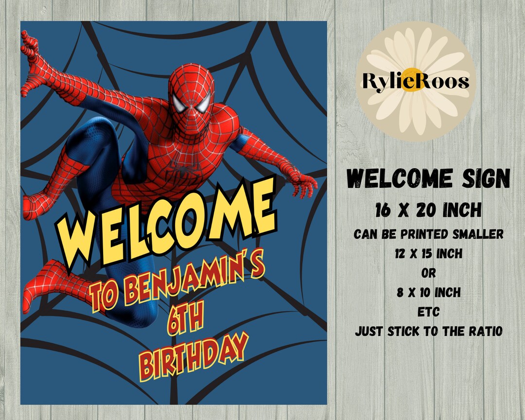 Spiderman Welcome Sign, Superhero Birthday Welcome Sign, Spidey Welcome ...