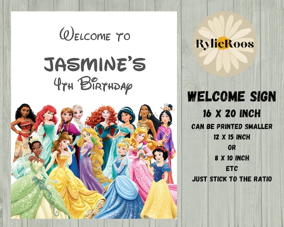 Princess Welcome Sign Princess Birthday Welcome Sign - Etsy