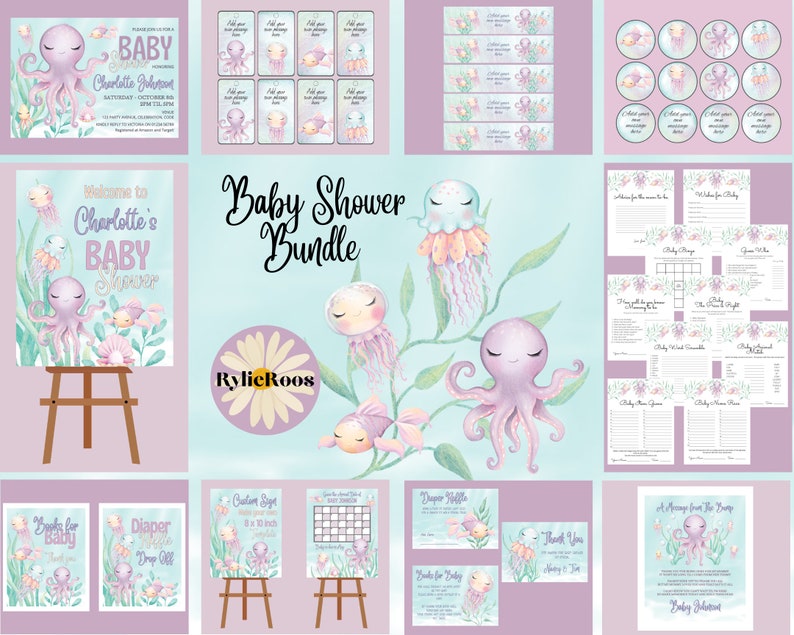 Pastel Under the Sea Baby Shower Bundle Octopus Baby Shower - Etsy
