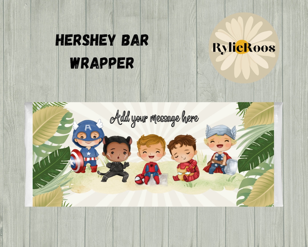 Superhero Hershey Bar Wrapper, Avengers Favour Wrapper, Boys Superhero ...