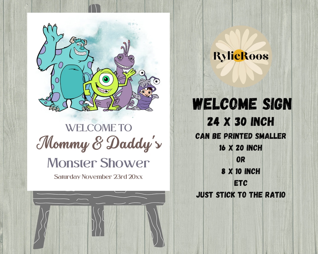 Monsters Inc. Baby Shower Welcome Sign (digital Download) - Etsy