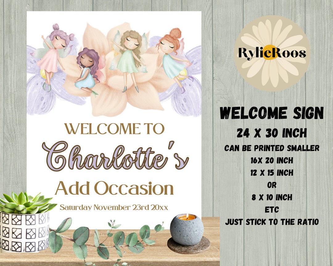 Fairies and Flowers Welcome Sign, Girls Fairy Welcome Sign, Fairy ...