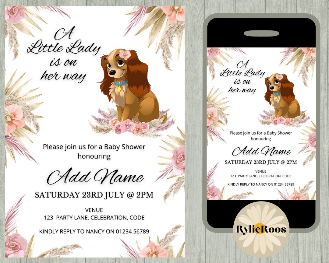 Lady and the Tramp Baby Shower Invitation: Editable Text (digital) - Etsy