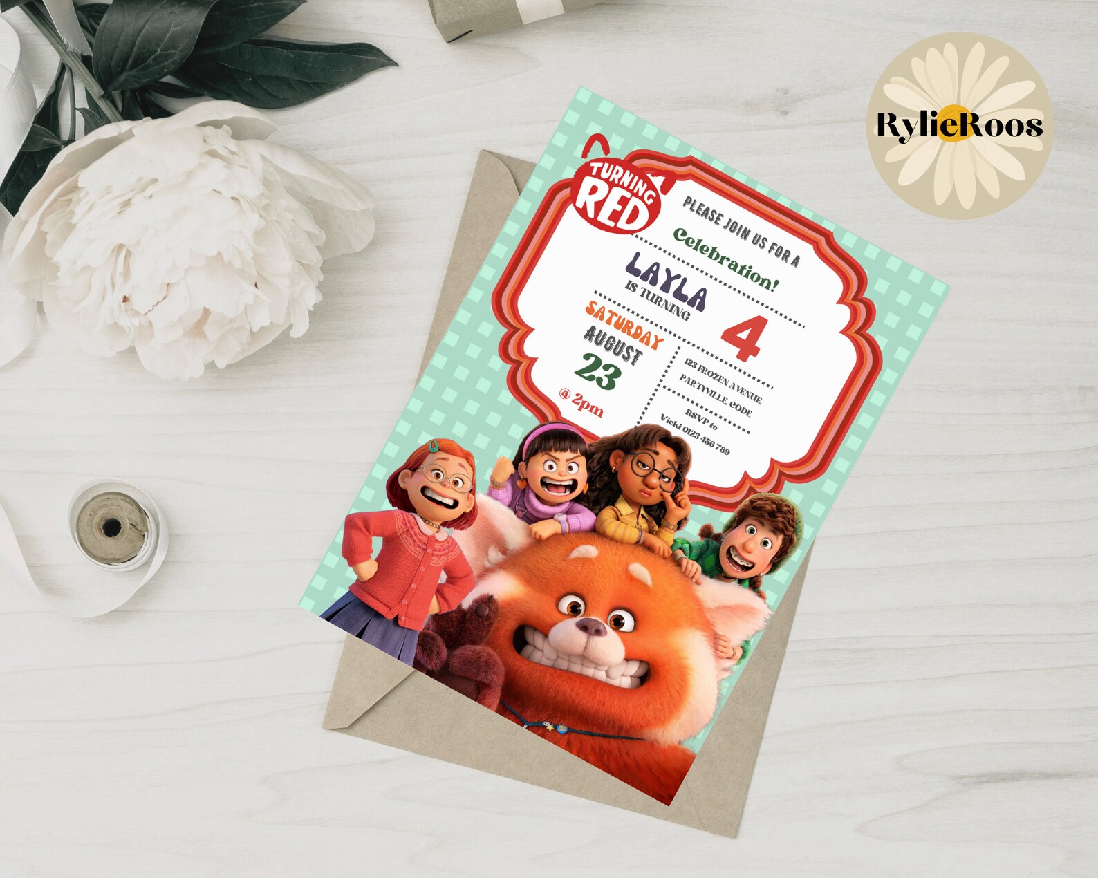 Turning Red Birthday Invitation Girls Birthday Invite | Etsy