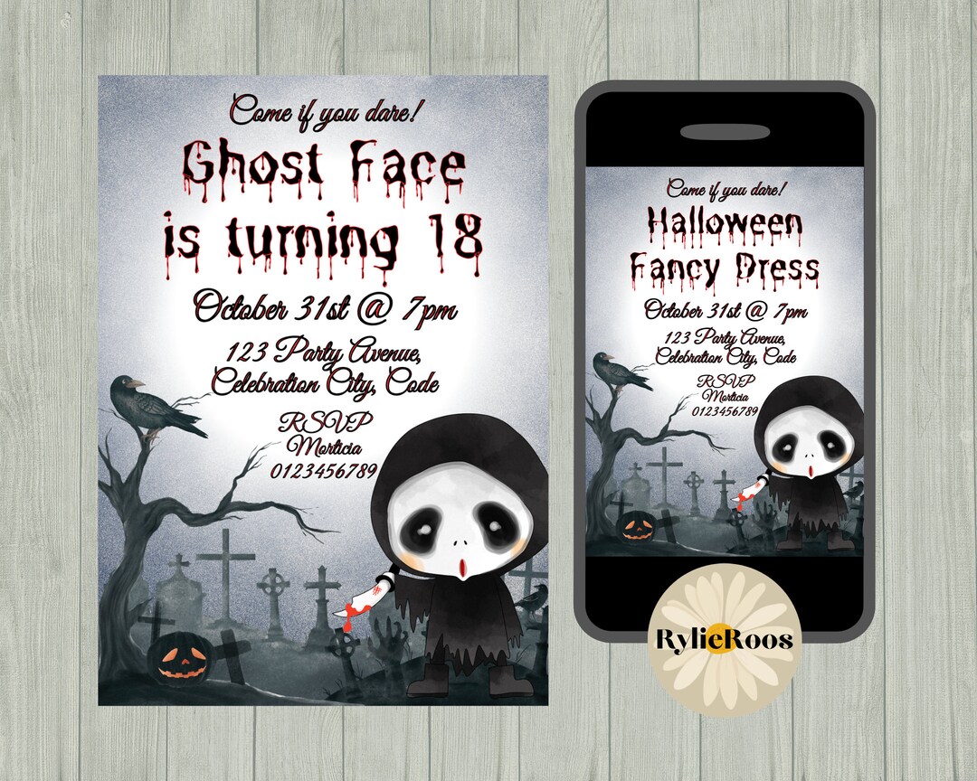 Scream Invitation Ghost Face Invitation Any Age Horror - Etsy Canada