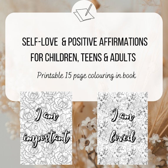 Printable coloring in pages Self-love / Positive | Etsy