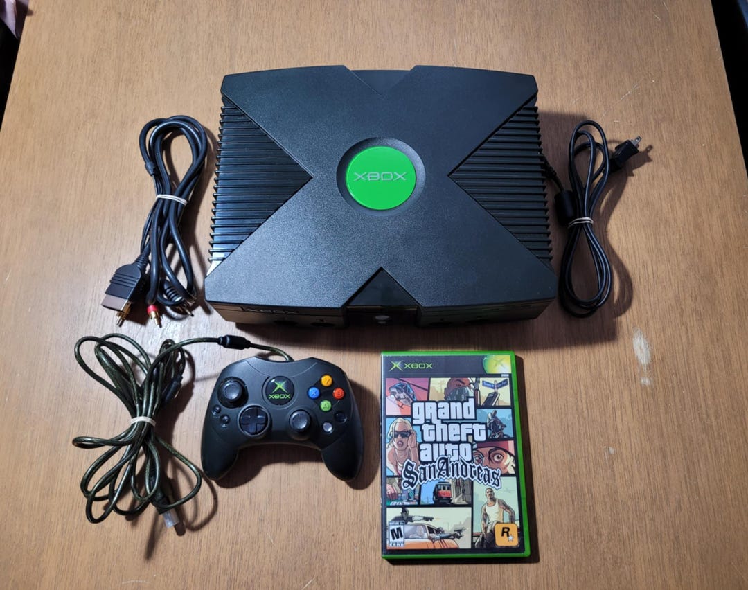 Xbox Original Console + GTA San Andreas + Controller + Cables! *tested ...