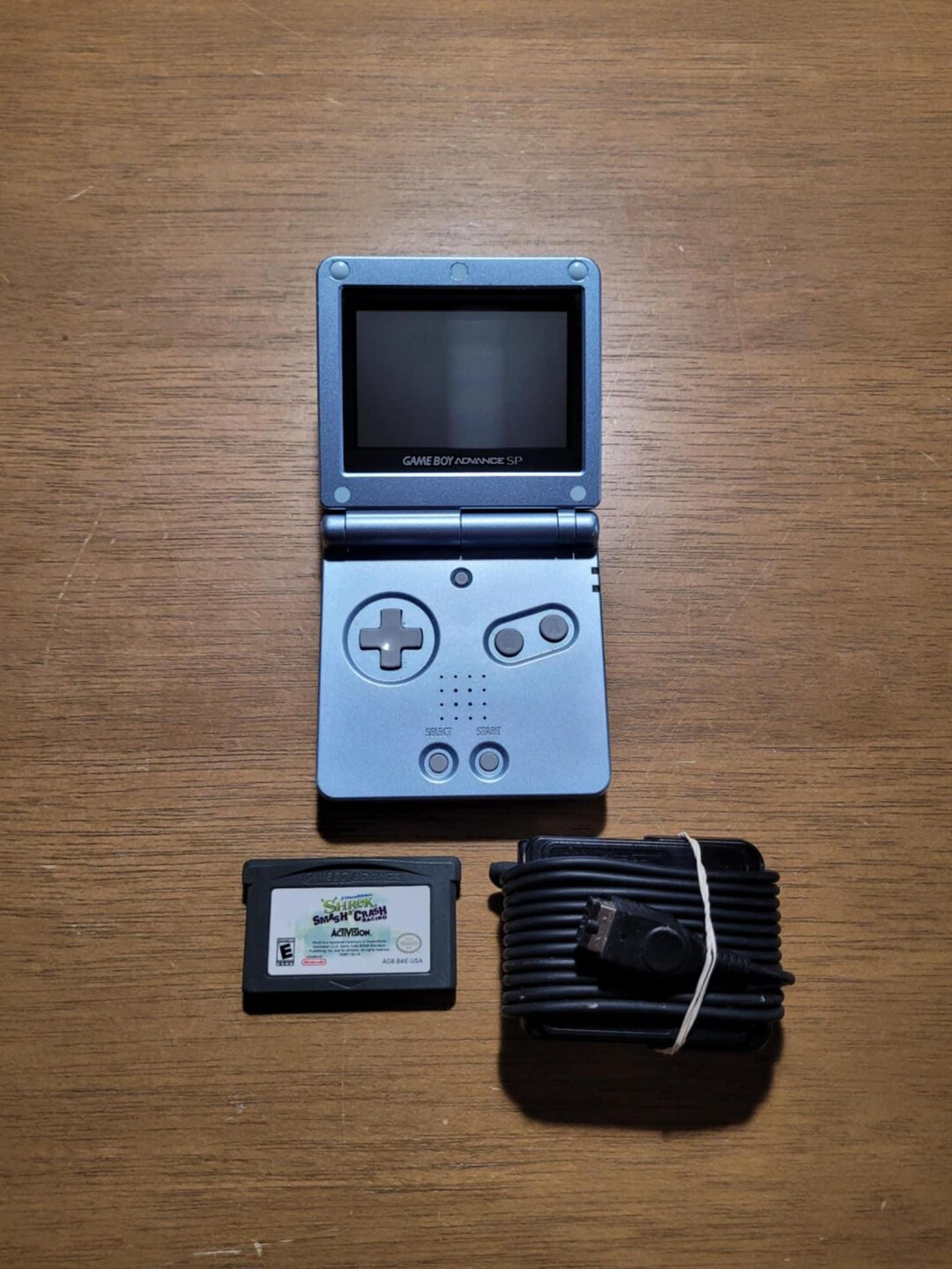 Pearl Blue Nintendo Gameboy Advance SP Console AGS-001 Charger Shrek ...