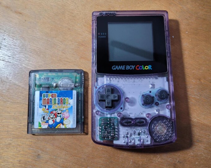 Atomic Purple Game Boy Color Console + Super Mario Bros Deluxe *tested ...