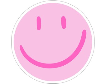 3 Pink Smiley Face Clear Sticker - Etsy