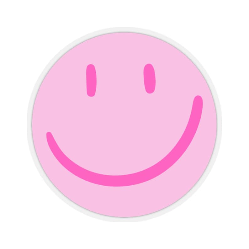 Pink Smiley Face- Sticker - Etsy