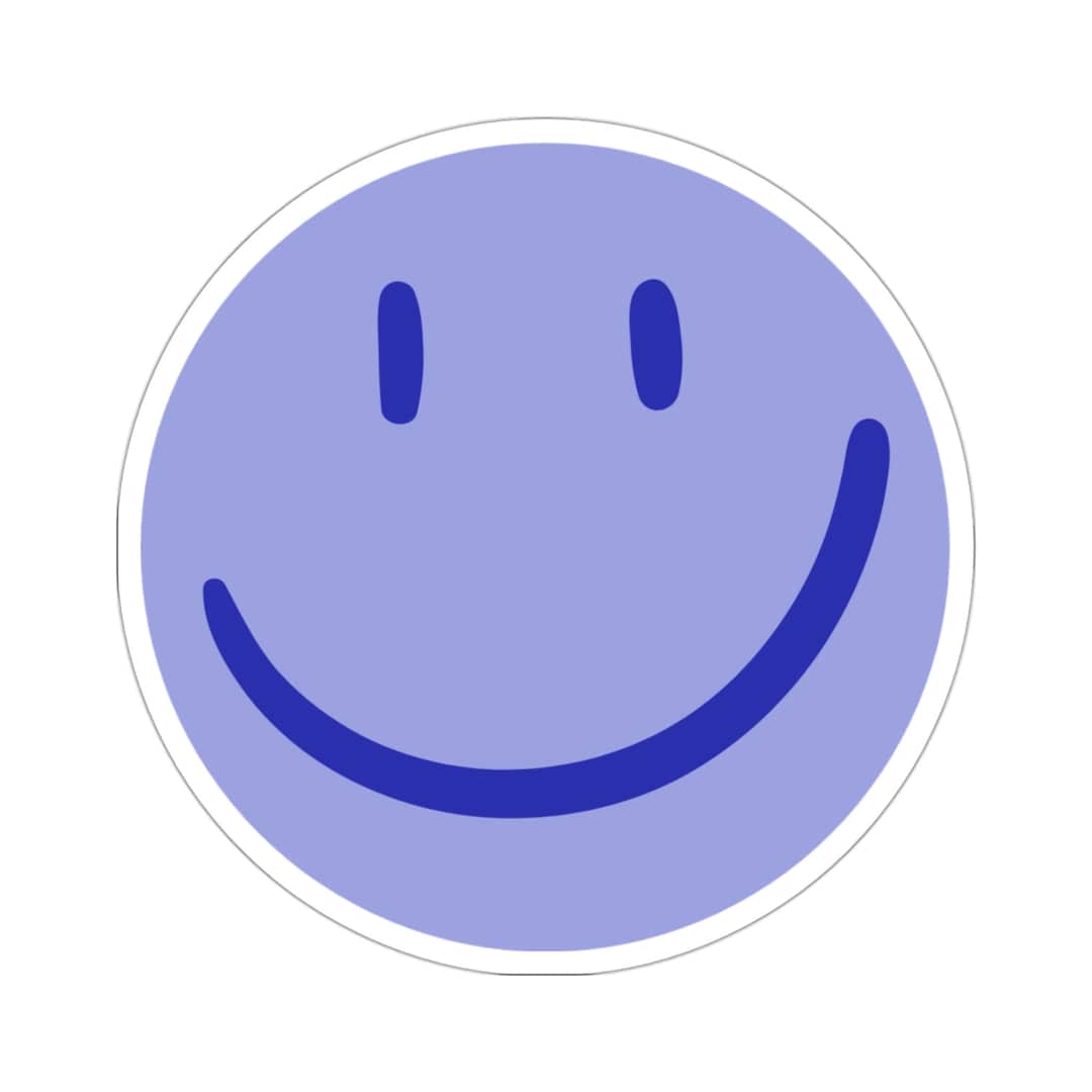 Soft Blue Smiley Face- Sticker - Etsy
