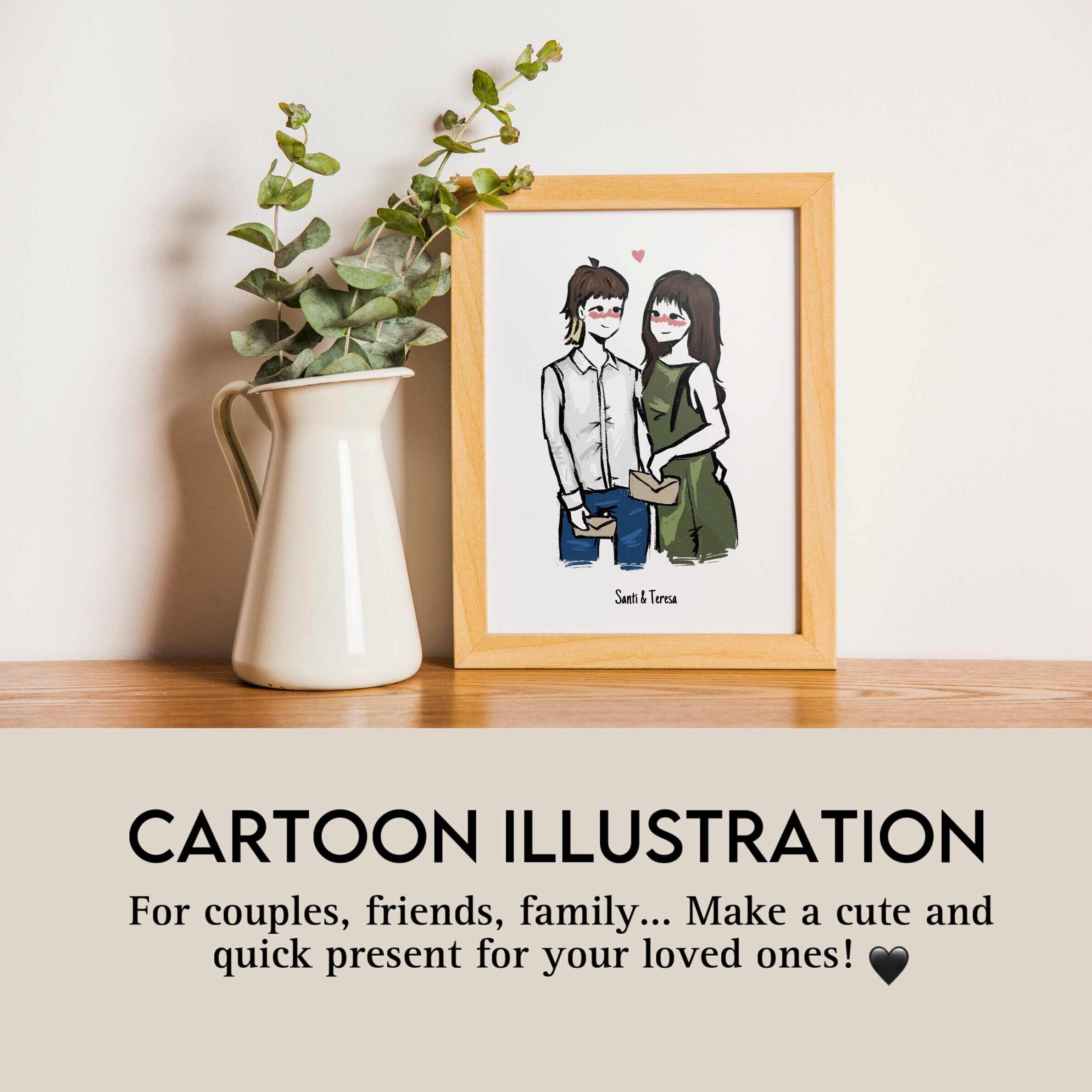 Cartoon Illustration for Couples, Friends, Family DIGITAL DOWNLOAD ...