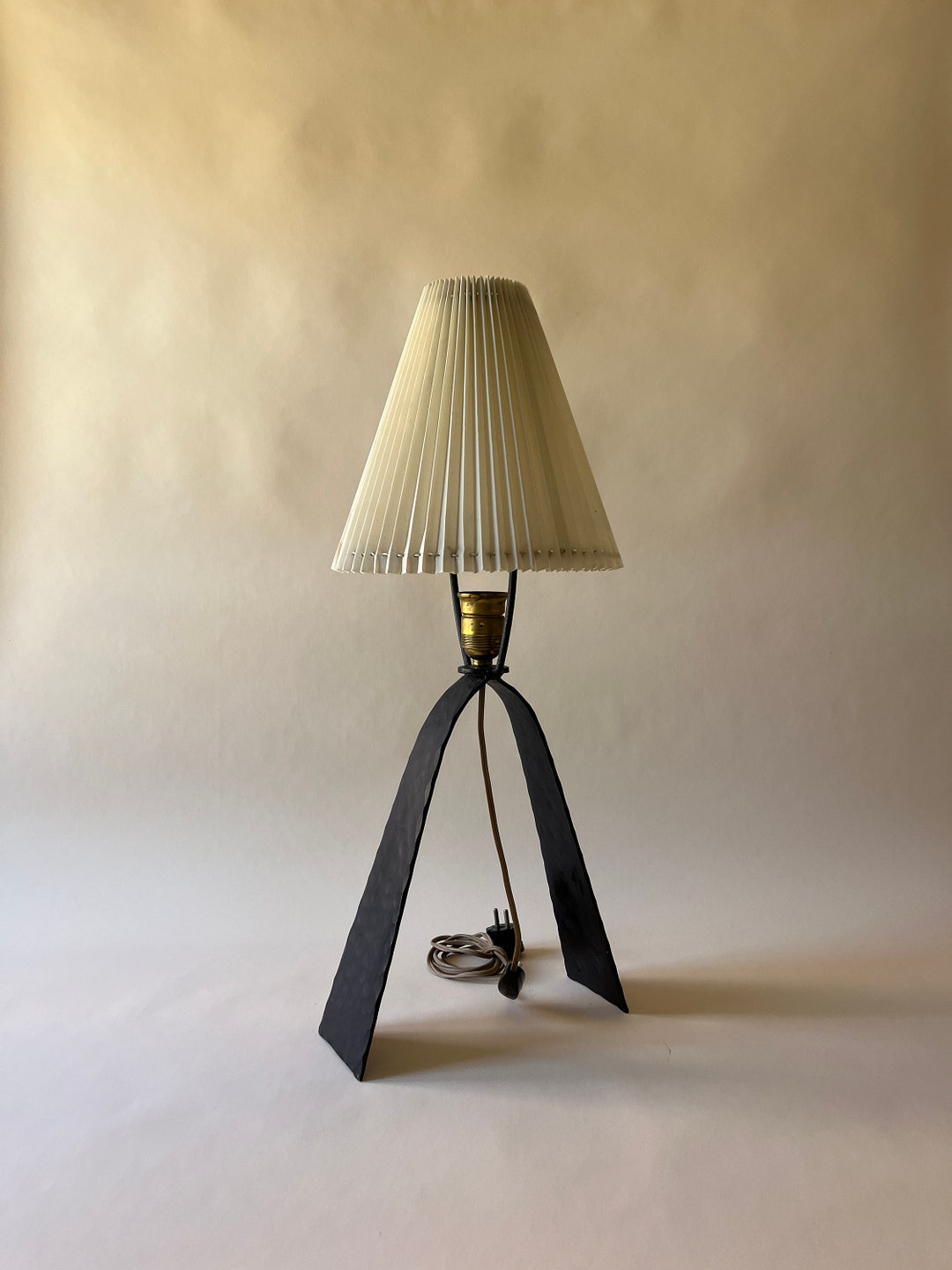 50s Brutalist 'coco Chanel' Table Lamp With Plissee Shade - Etsy