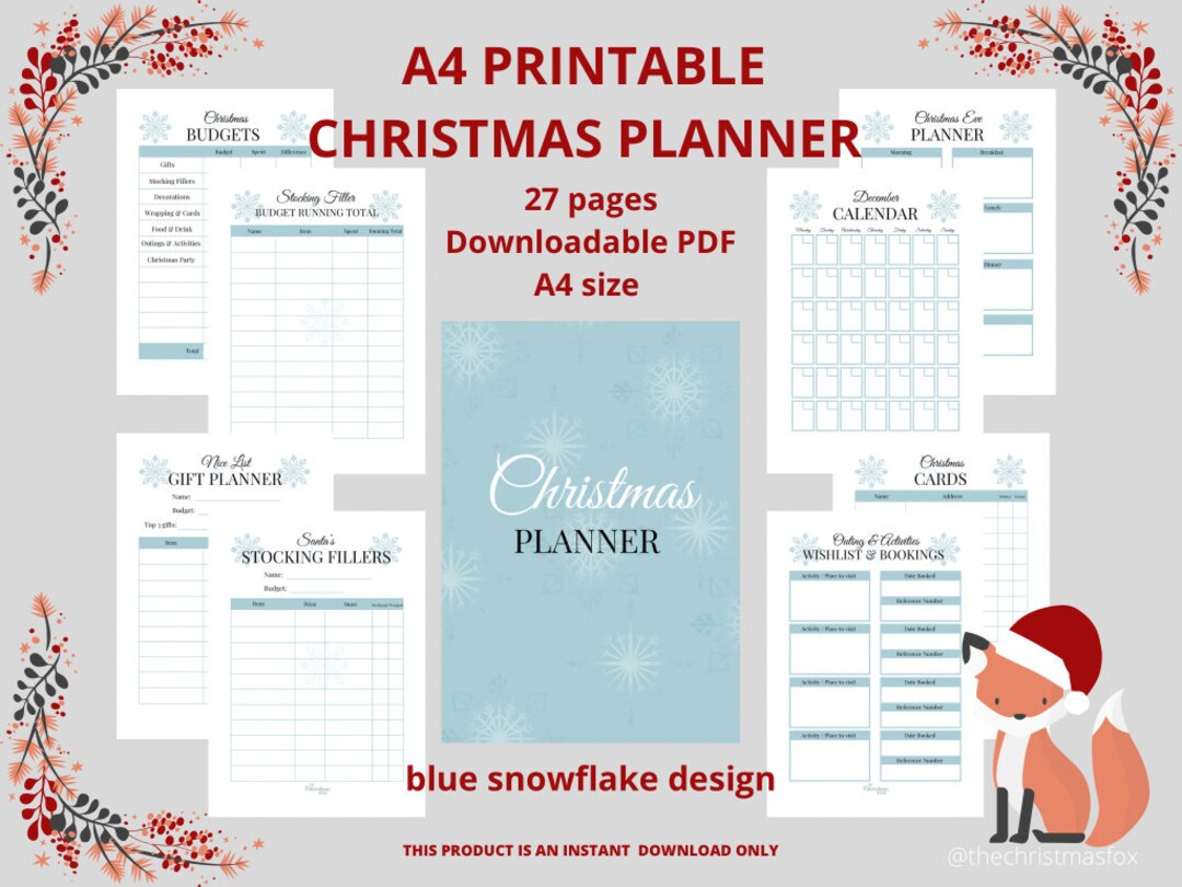 Printable Christmas Planner Snowflake Design - Etsy