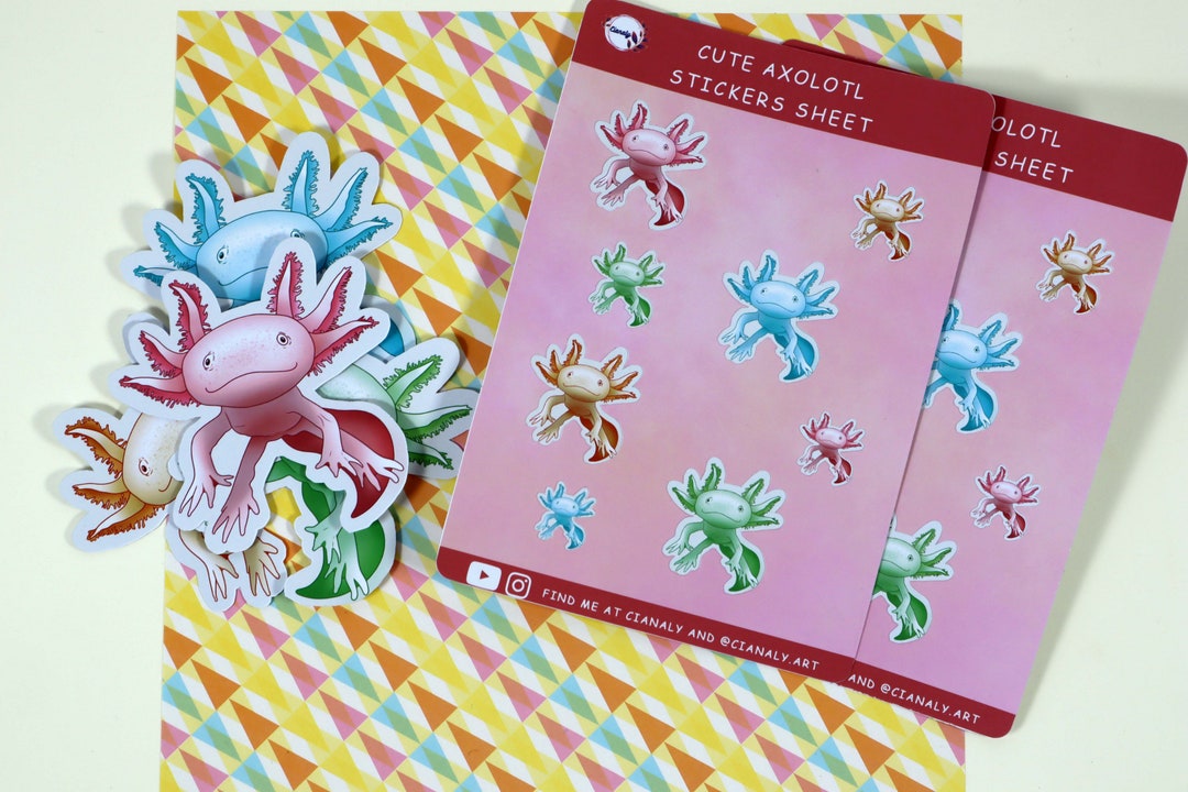 Axolotl Sticker Set Sea Creature Stickers Cute Stationery - Etsy