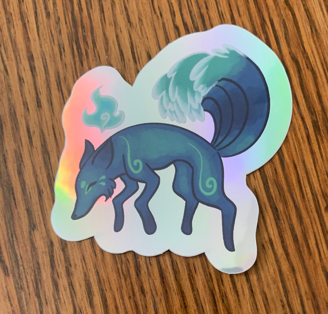 Ocean Kitsune Sticker - Fox Yokai - Etsy