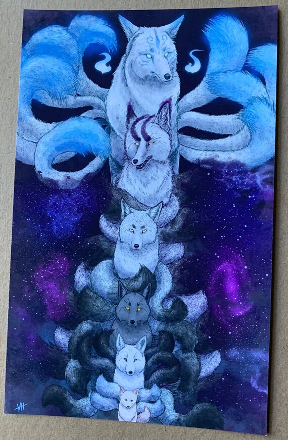 Closer Kitsune Fox Spirit Yokai 5x8 Fine Art Print | Etsy