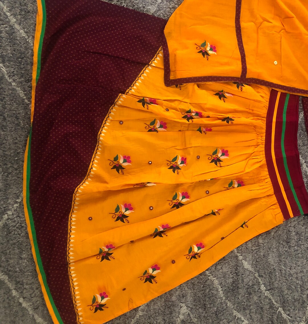 Vintage Indian Cotton Floral Embroidery Skirt Boho Bohemian Skirt Etsy