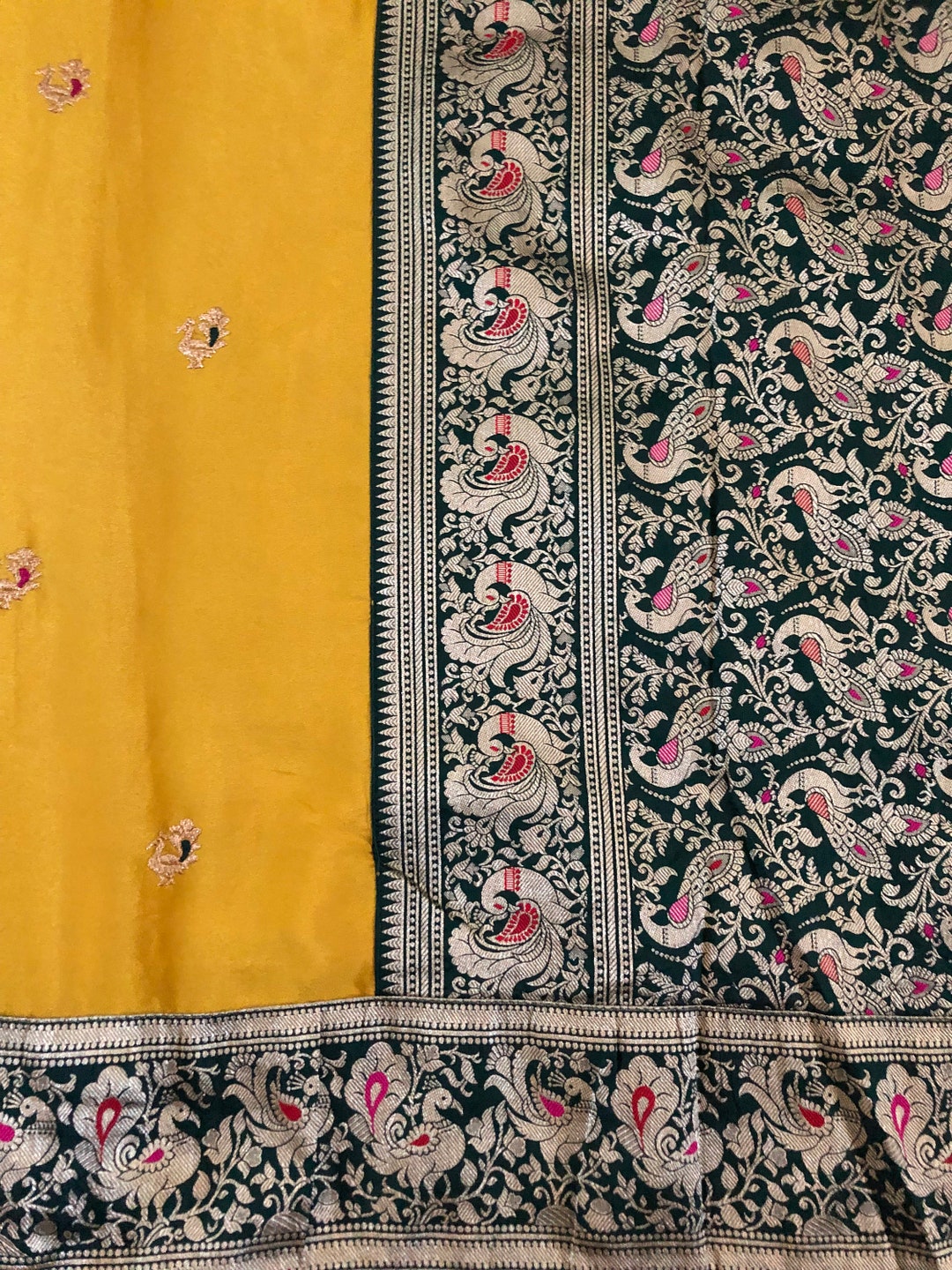 Kimora...pure Dola Silk Saree With Banarasi Border - Etsy