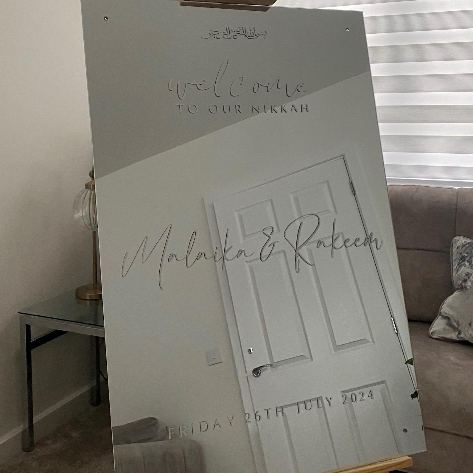 Personalised Mirror Wedding Welcome Sign. for Nikkah, Wedding, Walimah ...