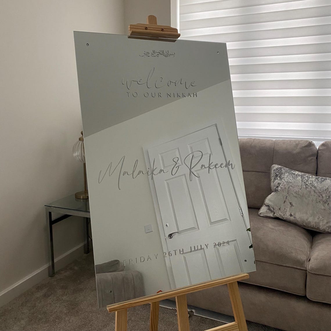 Personalised Mirror Wedding Welcome Sign. for Nikkah, Wedding, Walimah ...