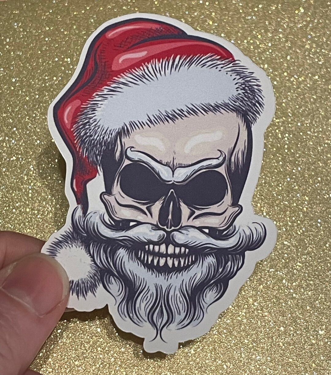 Santa Claus Skull Spooky Scary Skeleton Sticker - Etsy