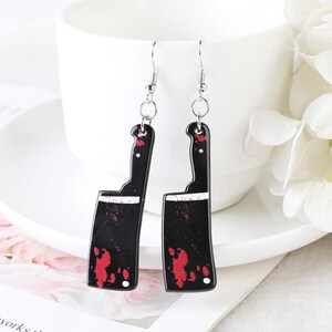 Gothic Horror Hatchet Style Knife Earrings - Etsy