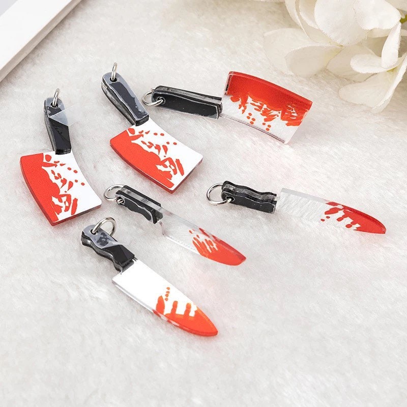 Gothic Horror Hatchet Style Knife Earrings | Etsy