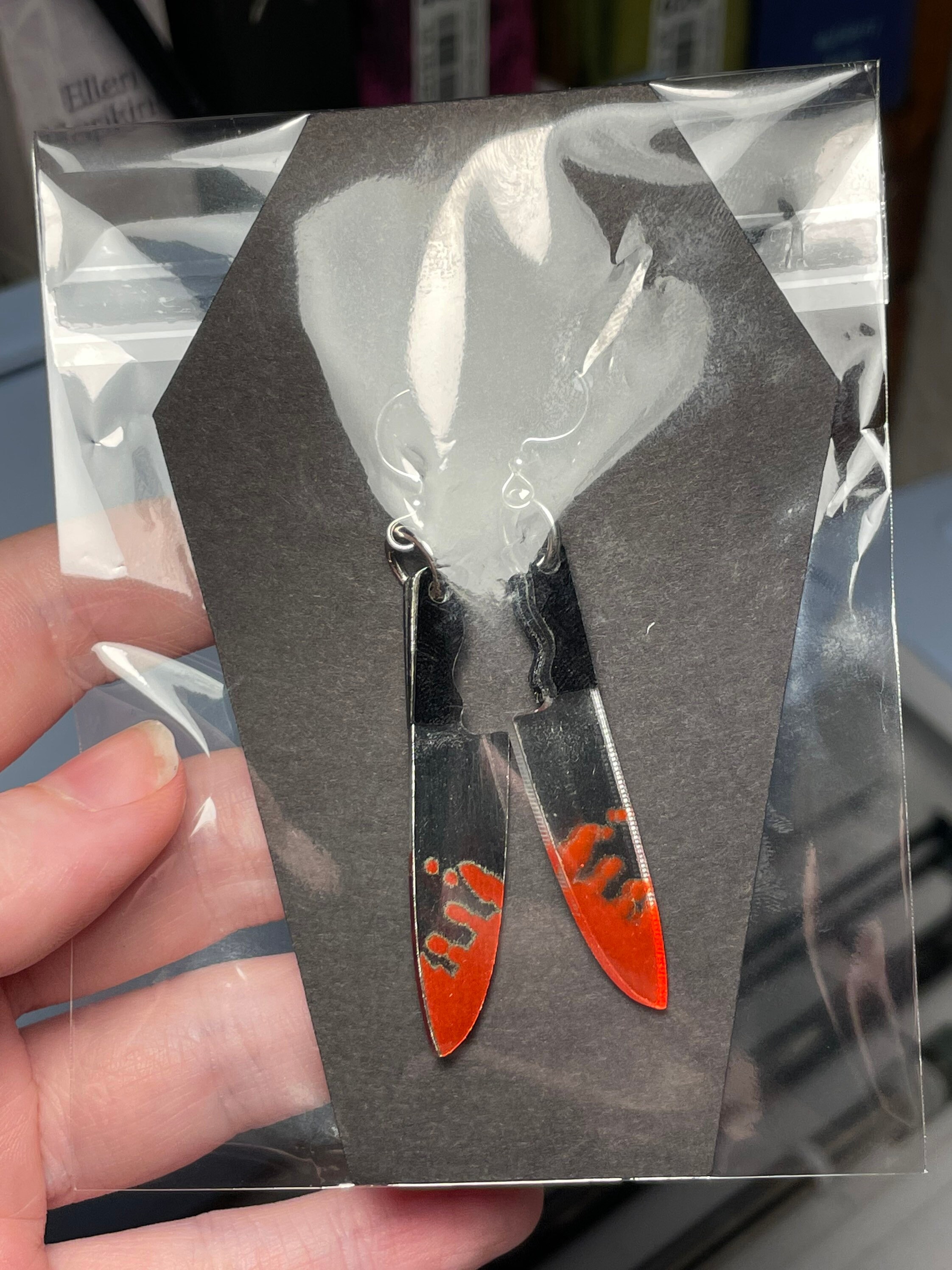 Gothic Horror Hatchet Style Knife Earrings | Etsy