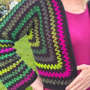 Crochet V Stitch Hexagon Cropped Cardigan - Etsy