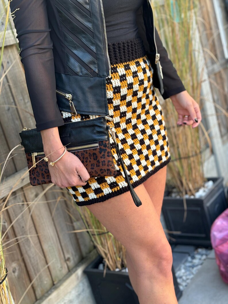 Retro Crochet Miniskirt Interlocking Block Stitch - Etsy