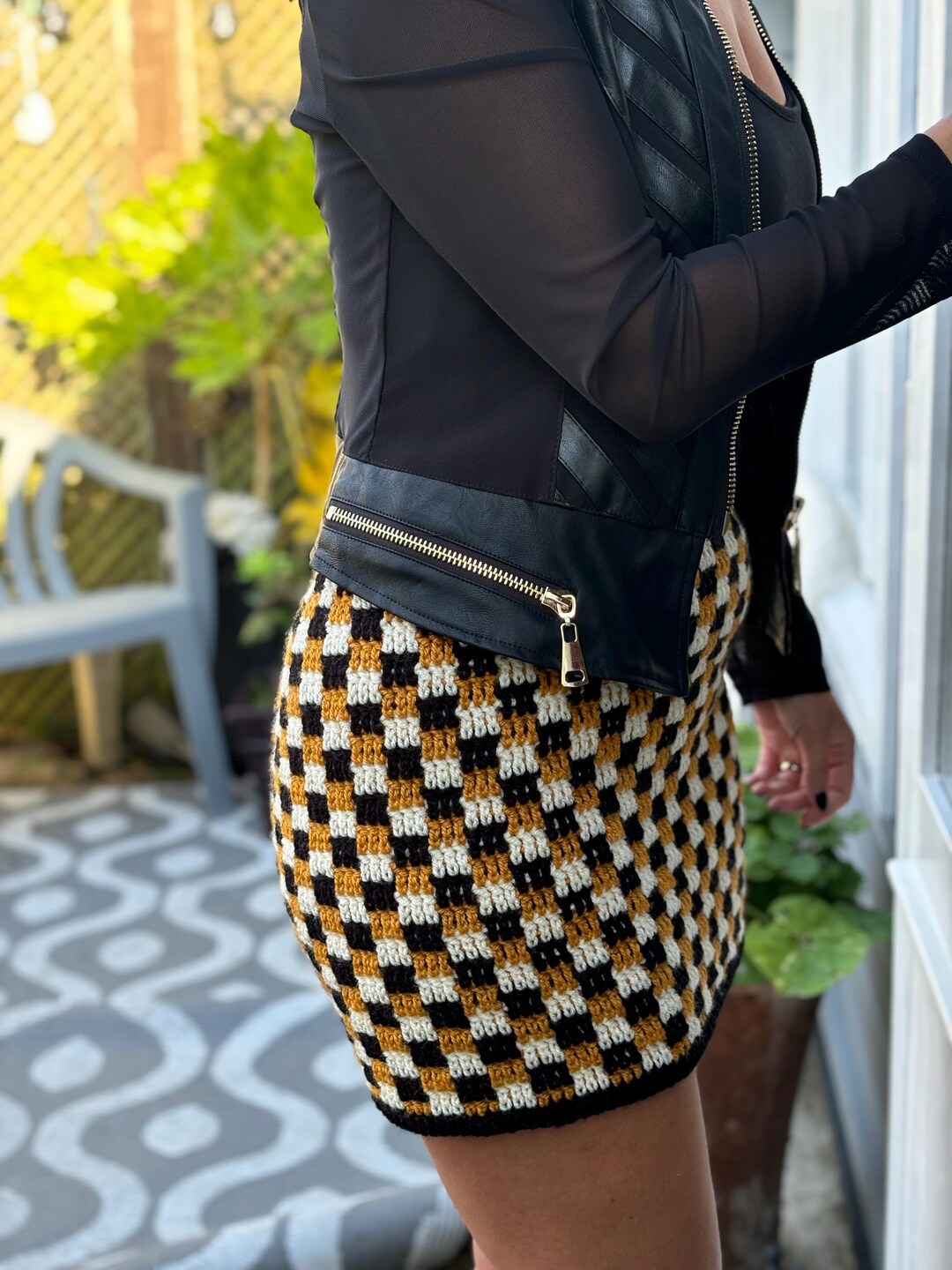 Retro Crochet Miniskirt Interlocking Block Stitch - Etsy