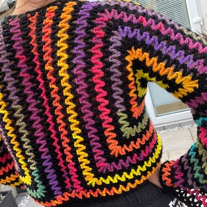 Crochet V Stitch Hexagon Cropped Cardigan - Etsy