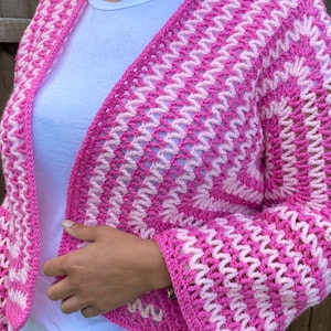 Crochet V Stitch Hexagon Cropped Cardigan - Etsy