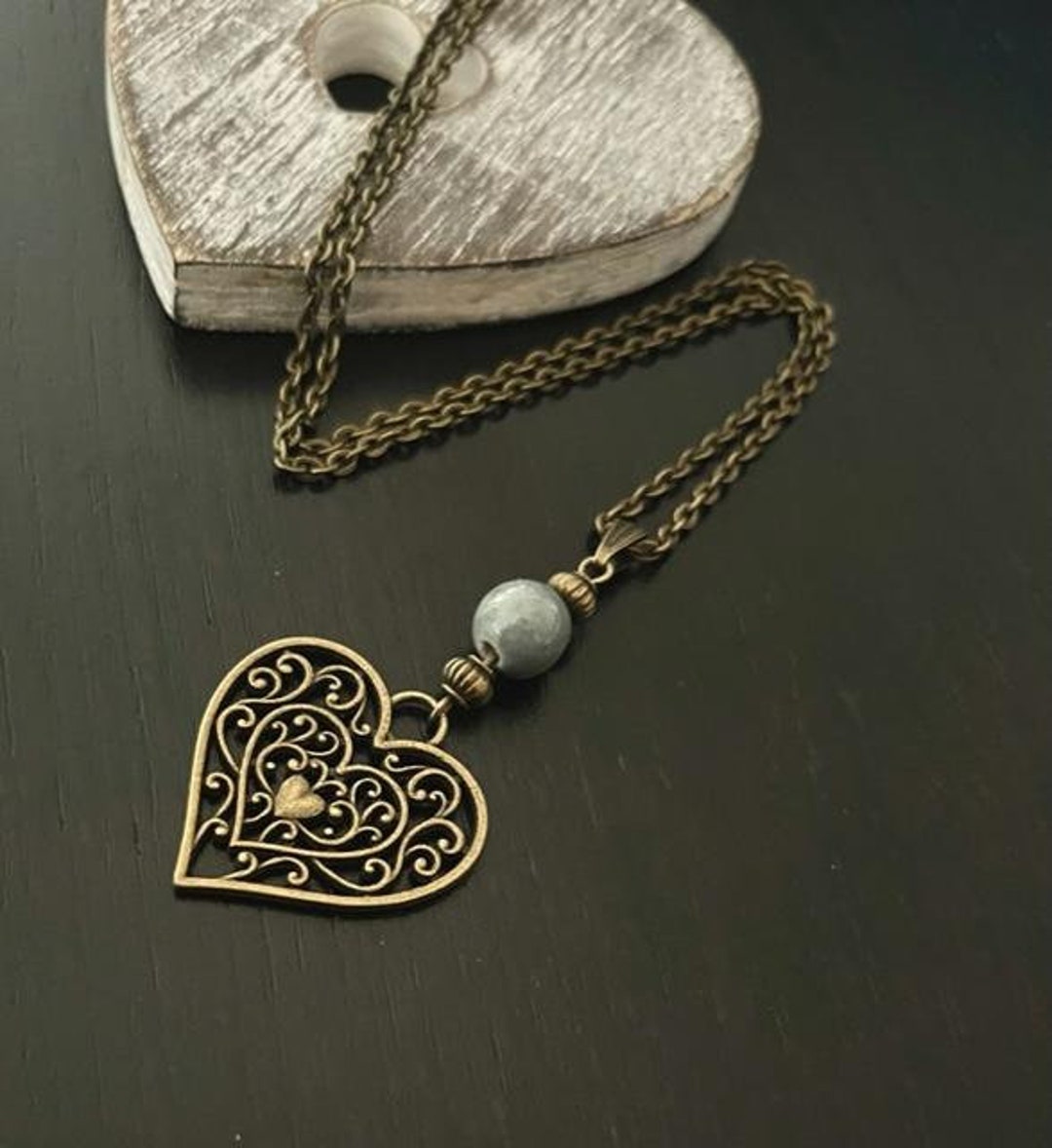 Boho Necklace, Antique Gold Necklaces, Heart Pendant Necklaces ...