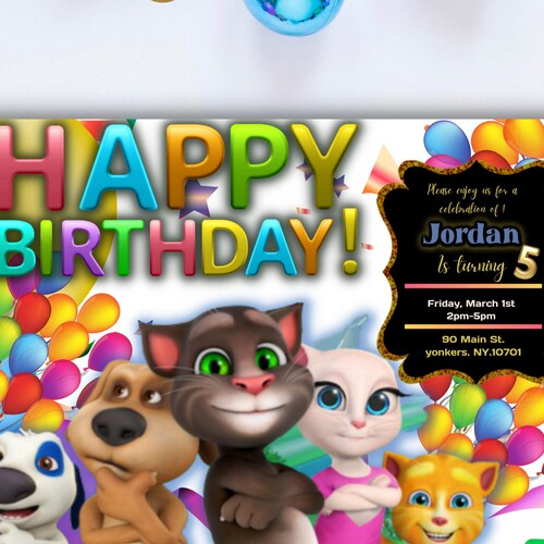 Printable Talking Tom Birthday Party Banner - Etsy Canada