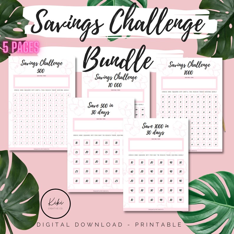 Savings Tracker Bundle, Money Saving Challenge, Savings Tracker ...