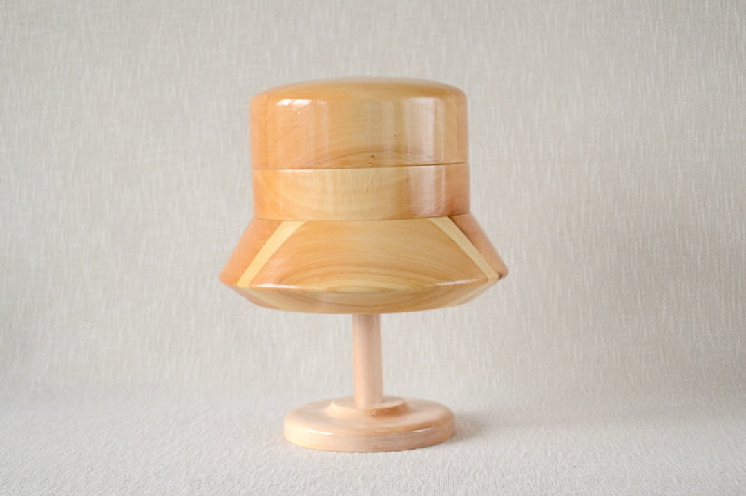 Wooden Cloche Hat Block Set With Hat Block Stand 3S - Bucket Hat ...