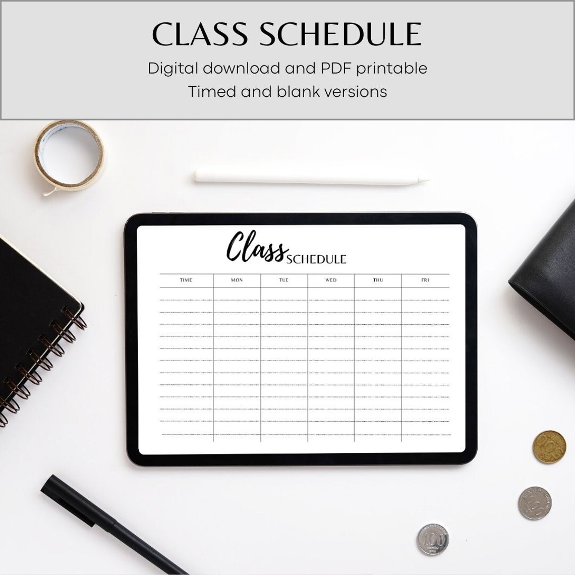 Printable Class Schedule | Digital Download | Pdf Printable Planner ...
