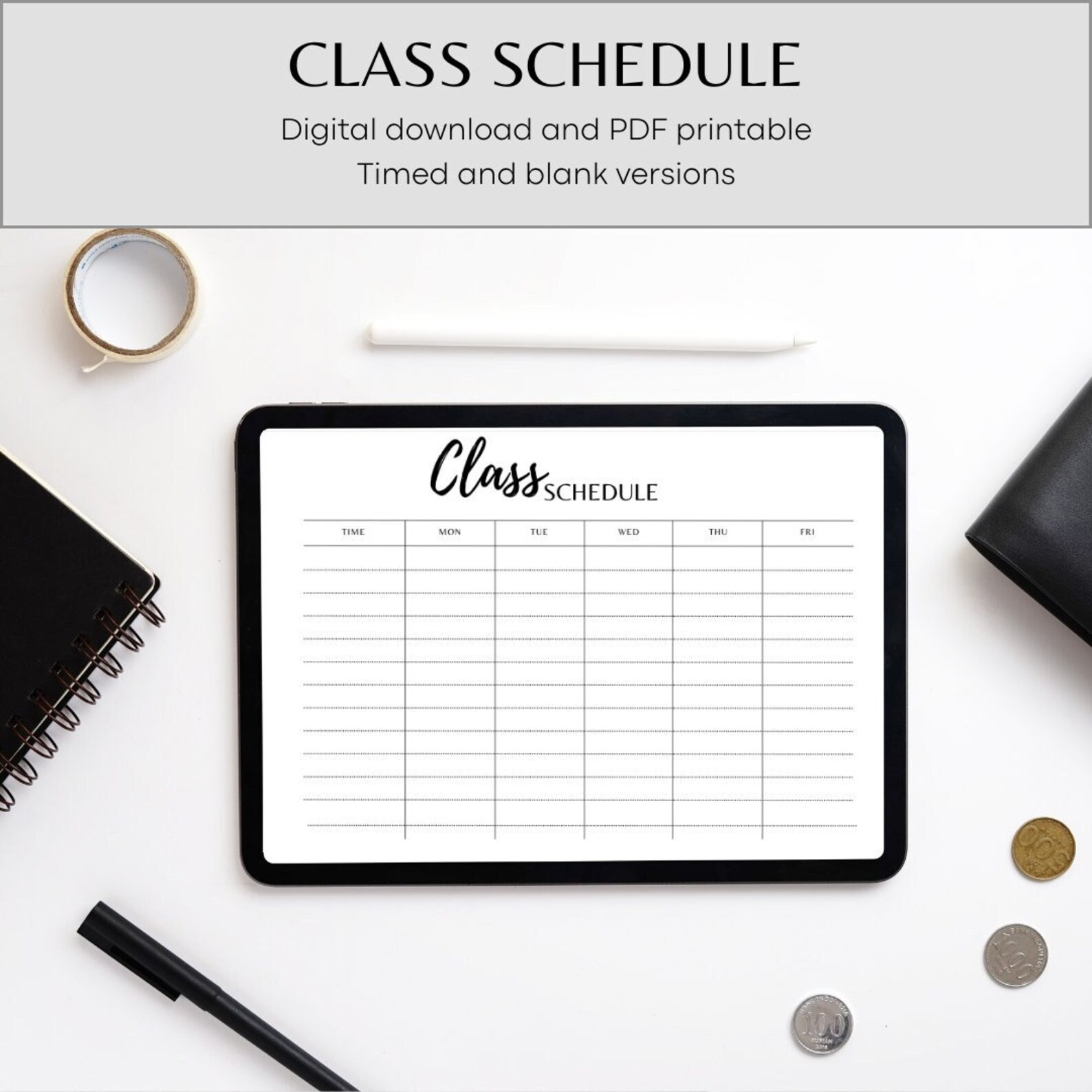 Printable Class Schedule | Digital Download | Pdf Printable Planner ...