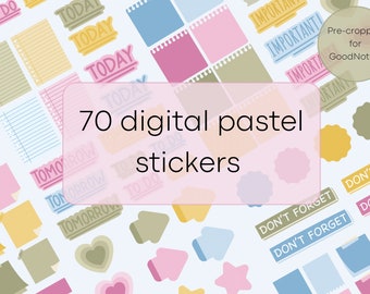 Digital Pastel Banner Stickers 100 Stickers 5 Pastel Colors individual ...